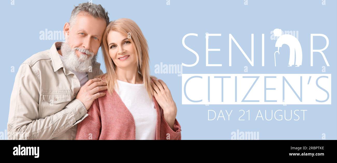 Banner for World Senior Citizen's Day with happy mature couple Stock ...