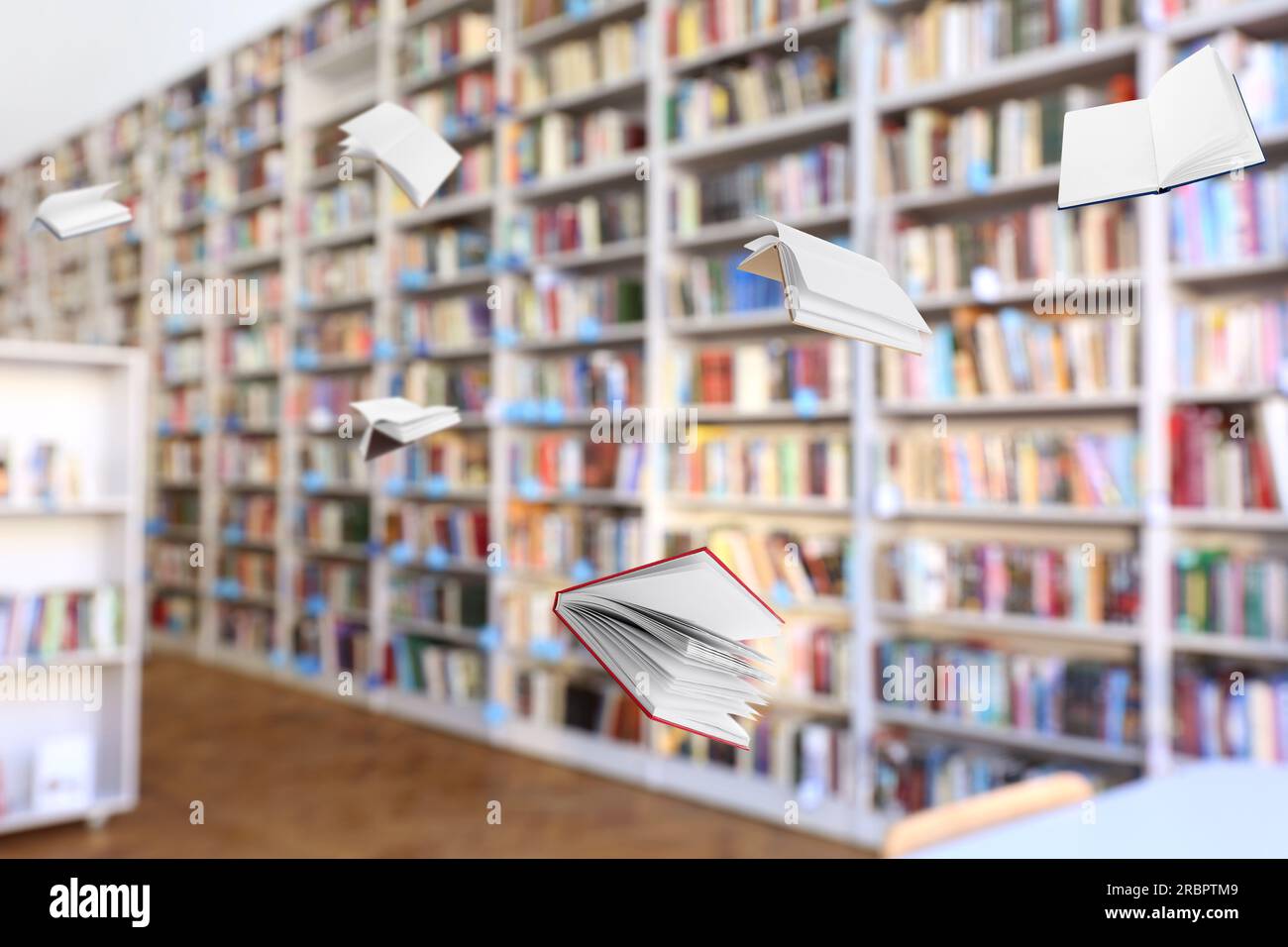 Flying books shelves hi-res stock photography and images - Alamy