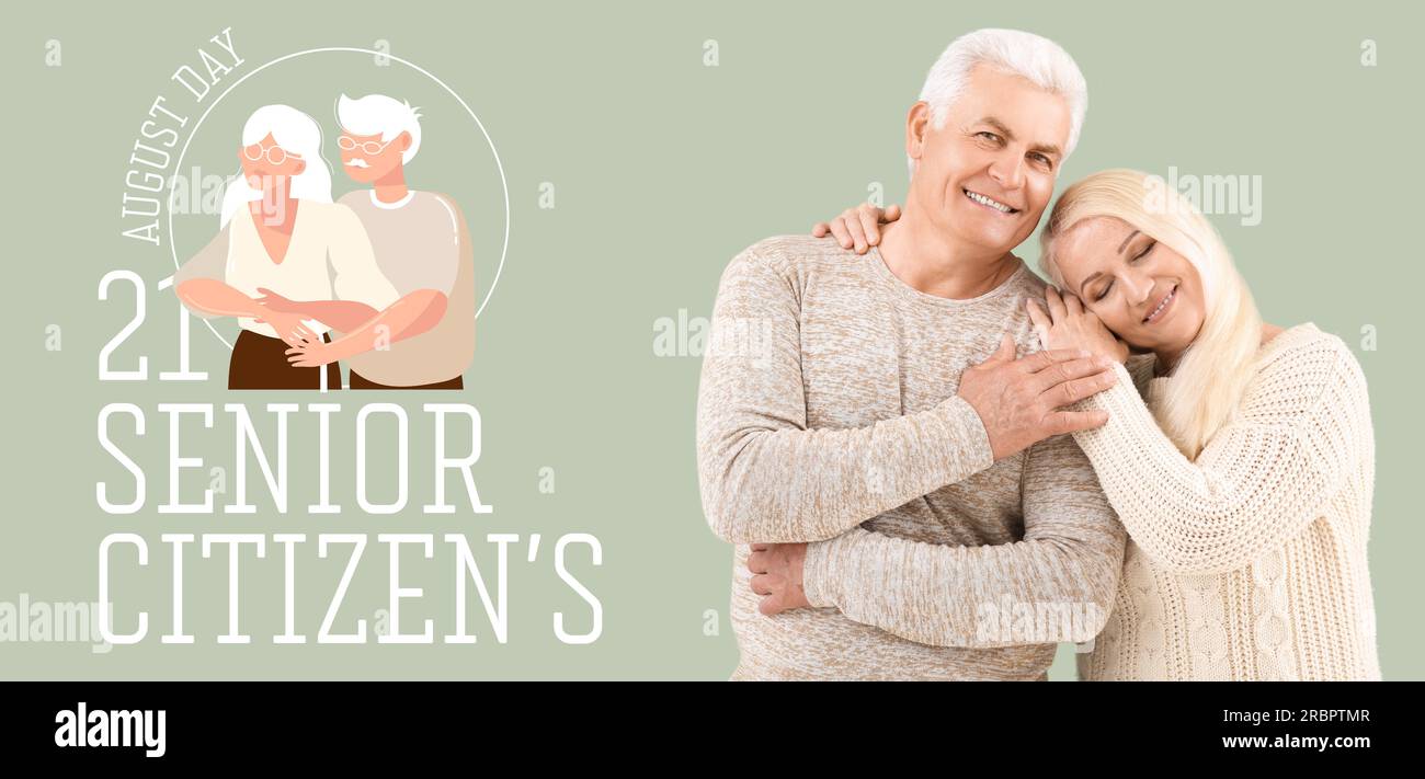 Banner for World Senior Citizen's Day with happy mature couple Stock ...