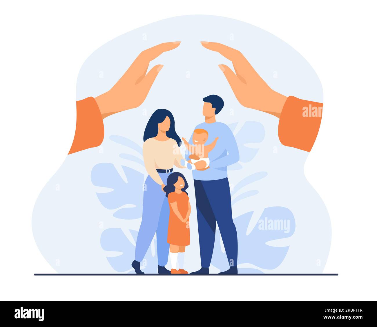 Hands protecting family with two children Stock Vector Image & Art - Alamy
