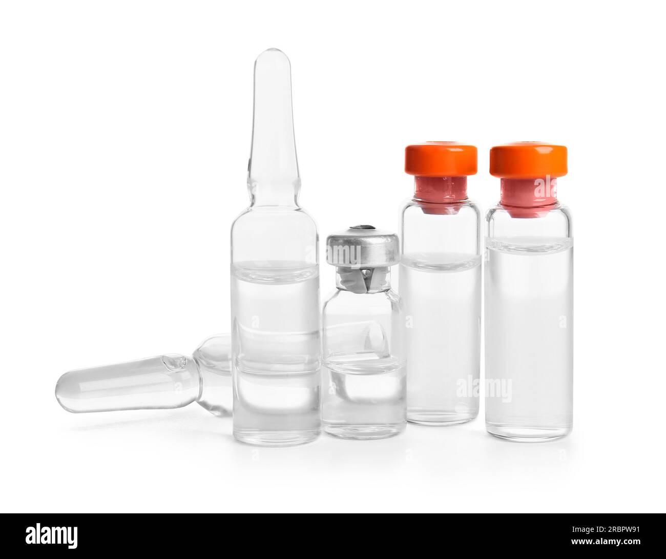 Medical ampules on white background Stock Photo - Alamy