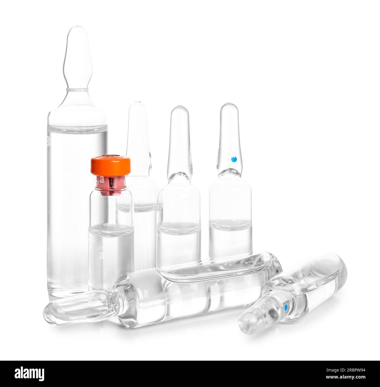 Medical ampules on white background Stock Photo - Alamy