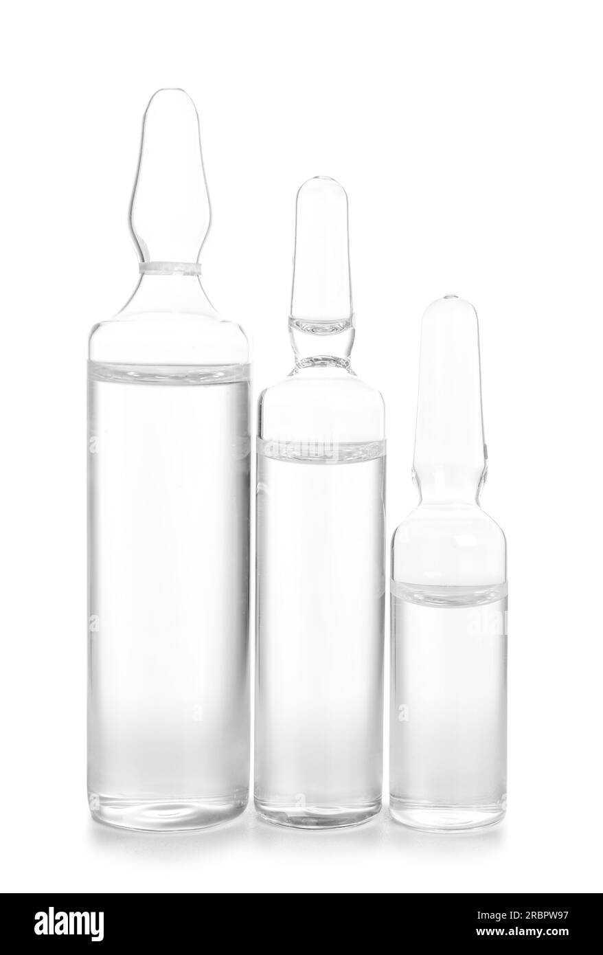 Medical ampules on white background Stock Photo - Alamy