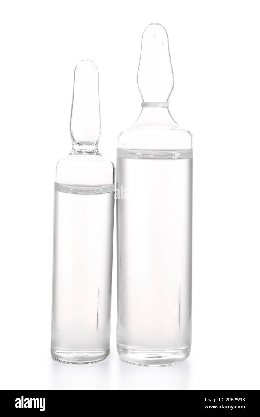 Medical ampules on white background Stock Photo - Alamy