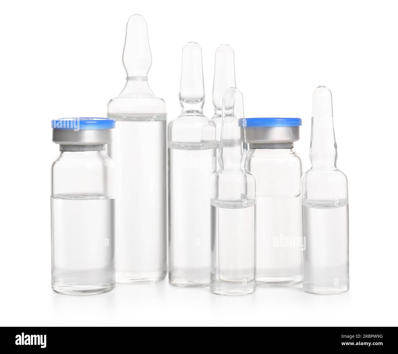 Medical ampules on white background Stock Photo - Alamy