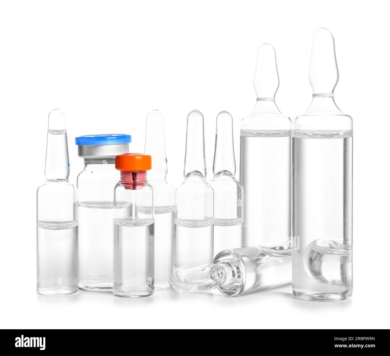 Medical ampules on white background Stock Photo - Alamy