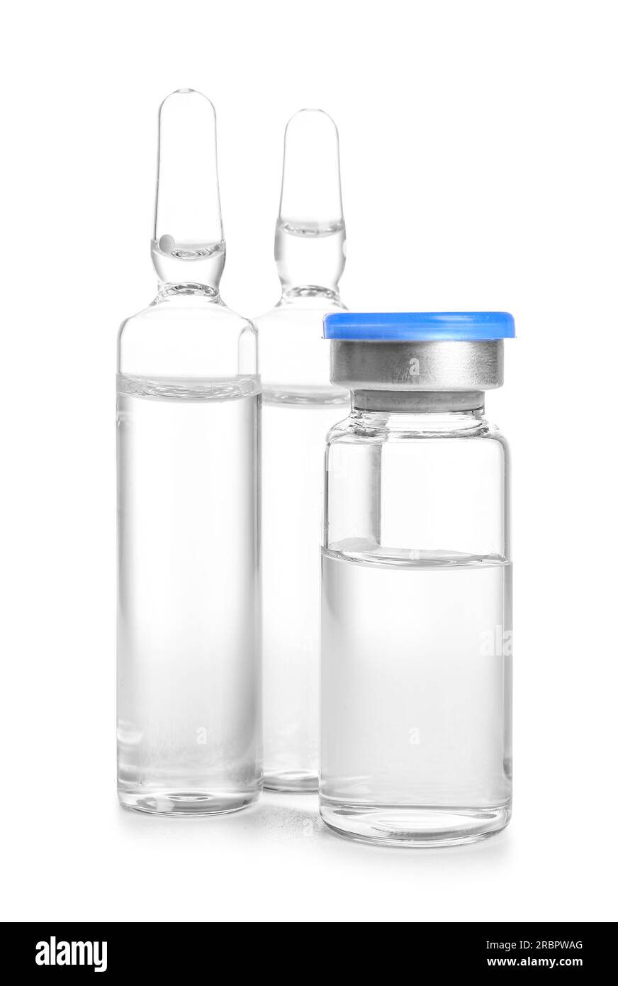 Medical ampules on white background Stock Photo - Alamy