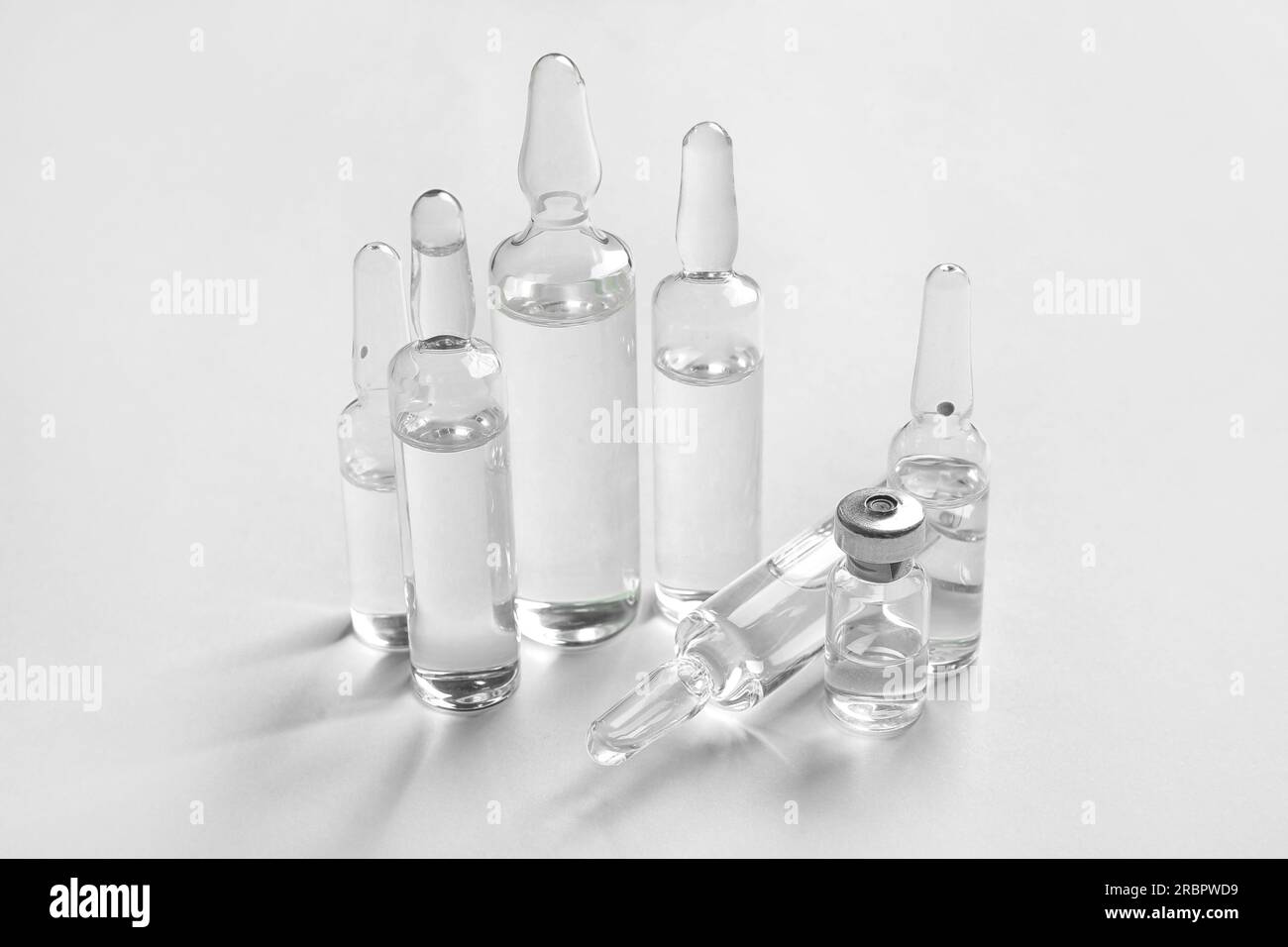 Medical ampules on white background Stock Photo - Alamy