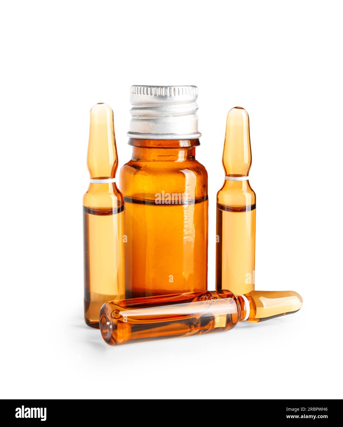 Ampules and bottle with medicines on white background Stock Photo - Alamy