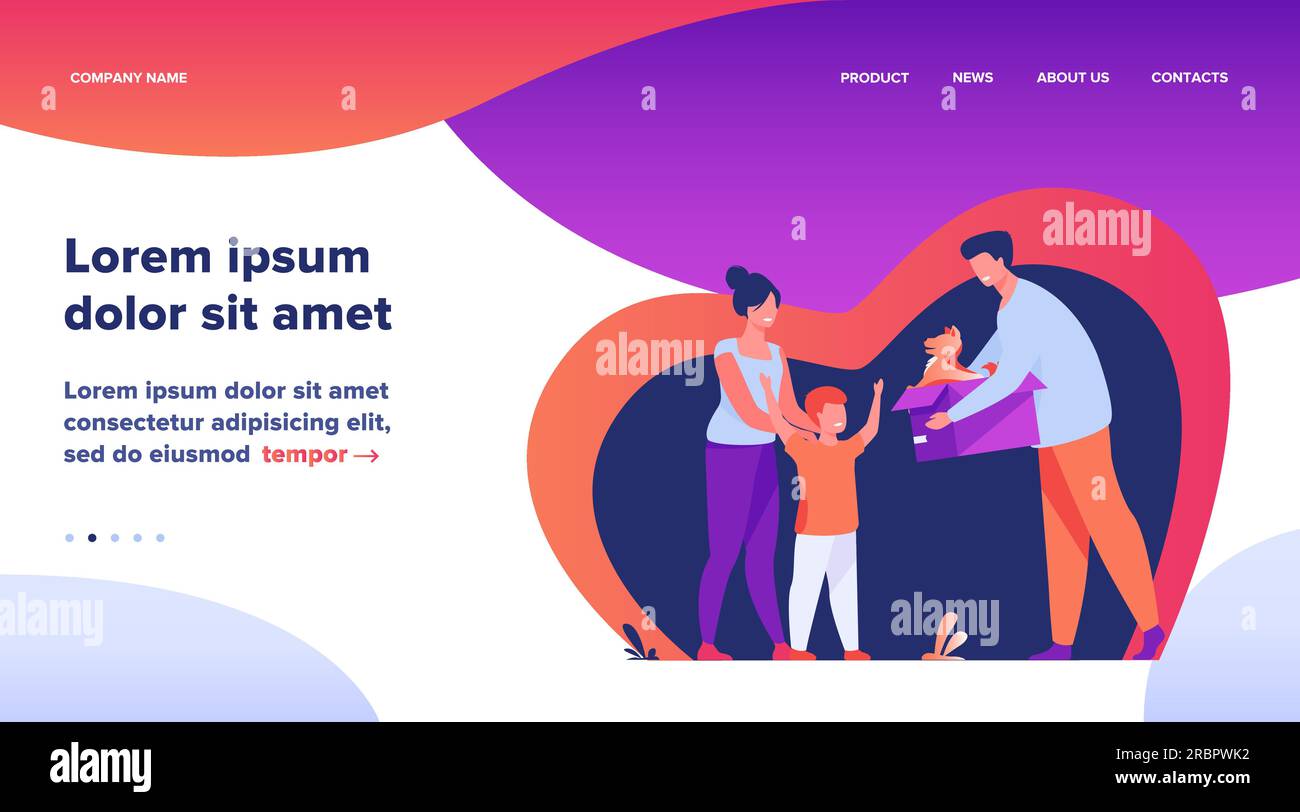 Happy family with child adopting pet Stock Vector Image & Art - Alamy