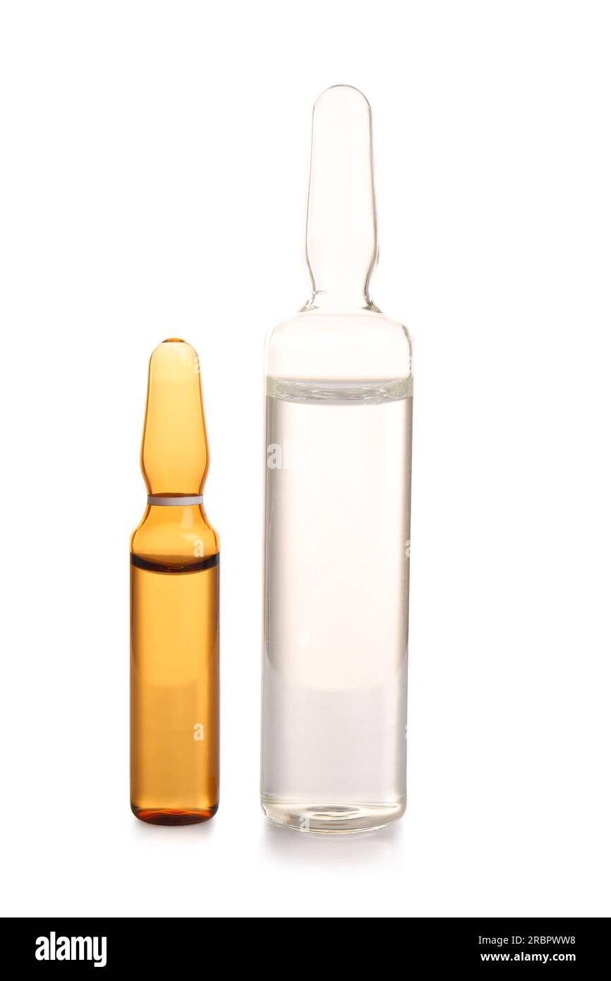 Glass medical ampules on white background Stock Photo - Alamy