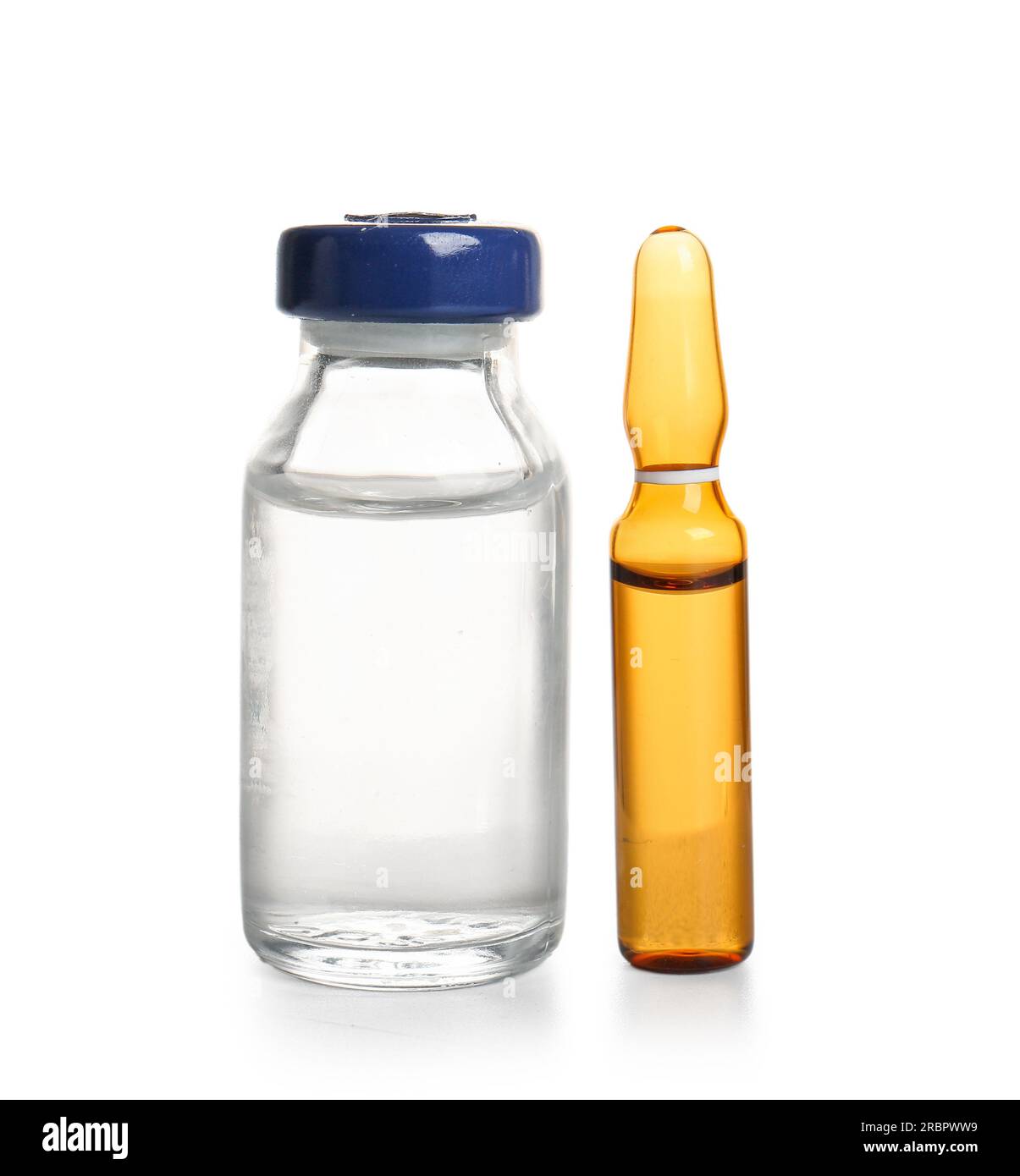 Medical ampule and bottle with medicines on white background Stock ...