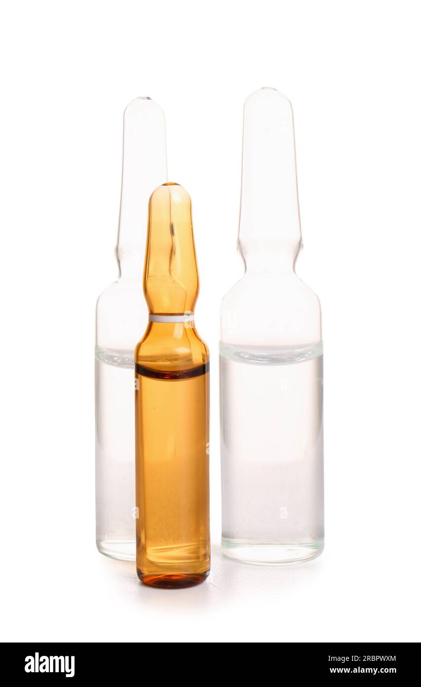 Glass medical ampules on white background Stock Photo - Alamy