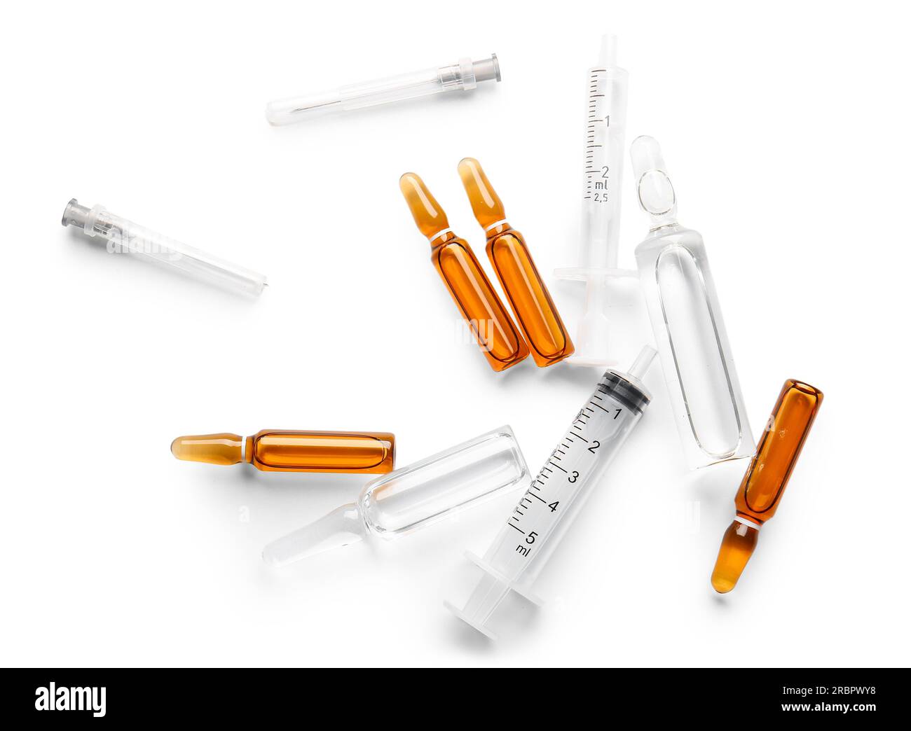 Ampules syringe on white Cut Out Stock Images & Pictures - Alamy