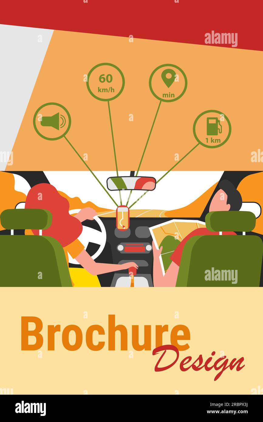 Driver and passenger navigating on road within map Stock Vector Image ...