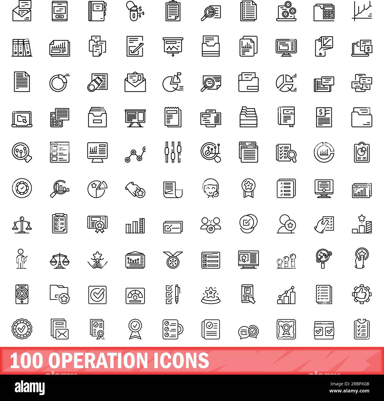 100 operation icons set. Outline illustration of 100 operation icons ...