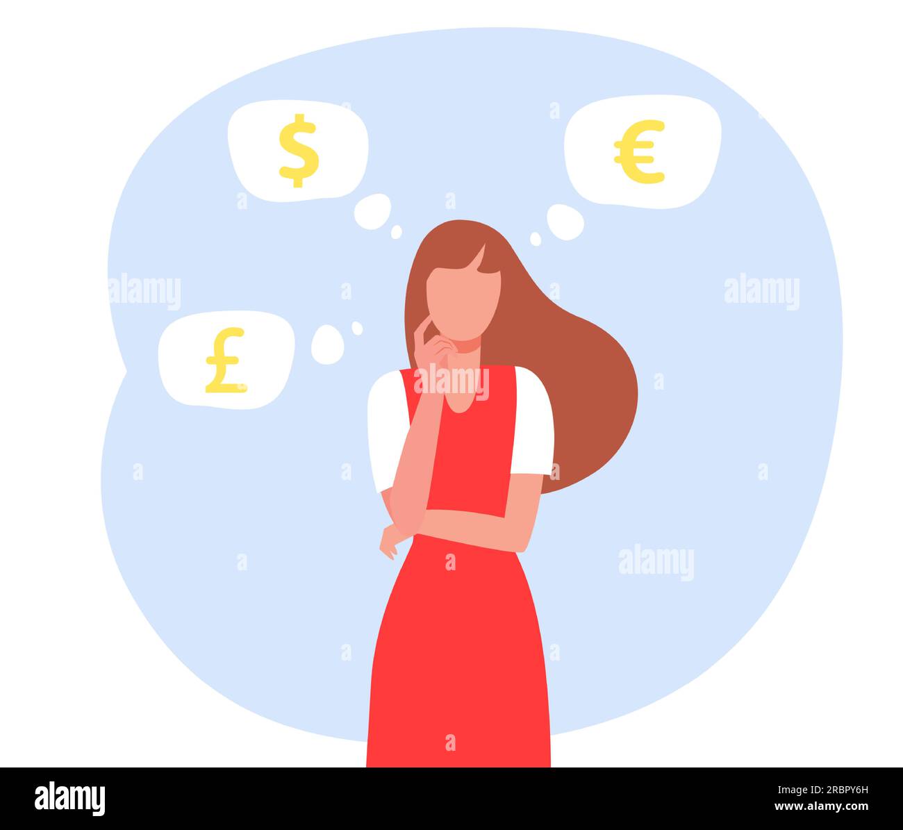 Woman thinking currency rate hi-res stock photography and images - Alamy