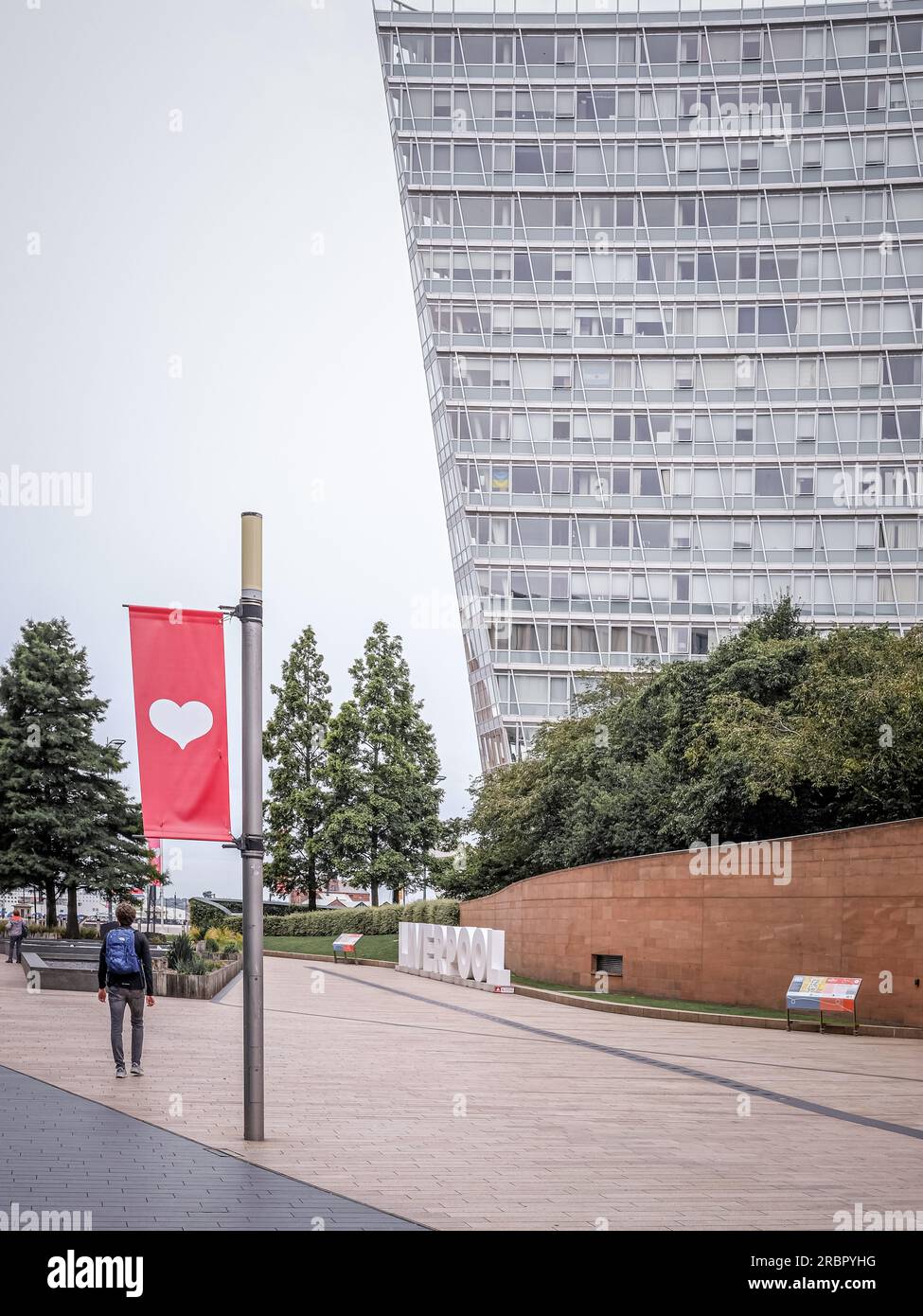 white love heart on a red background flag at Liverpool One, Liverpool ...