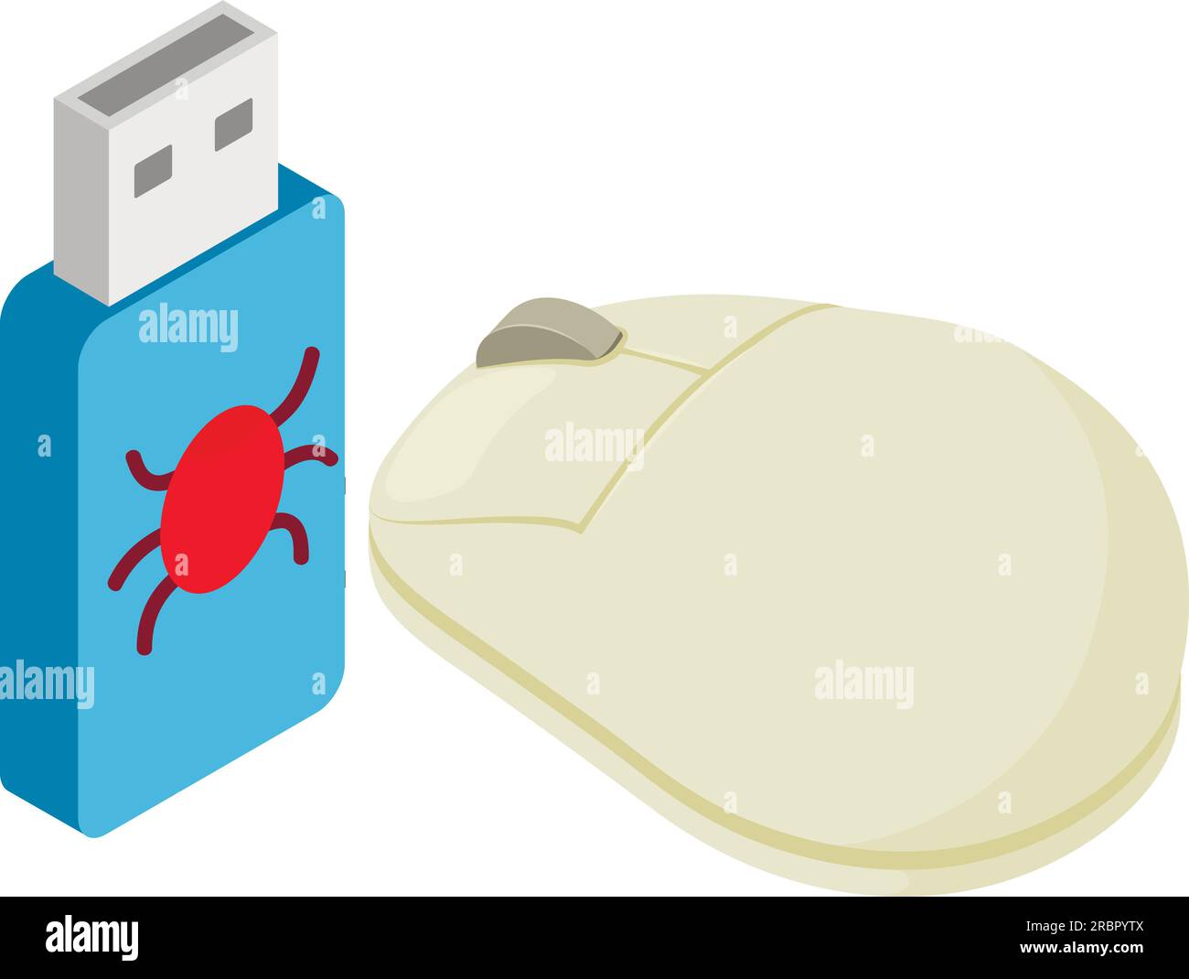 Infected usb icon isometric vector. Flash drive with virus and wireless ...