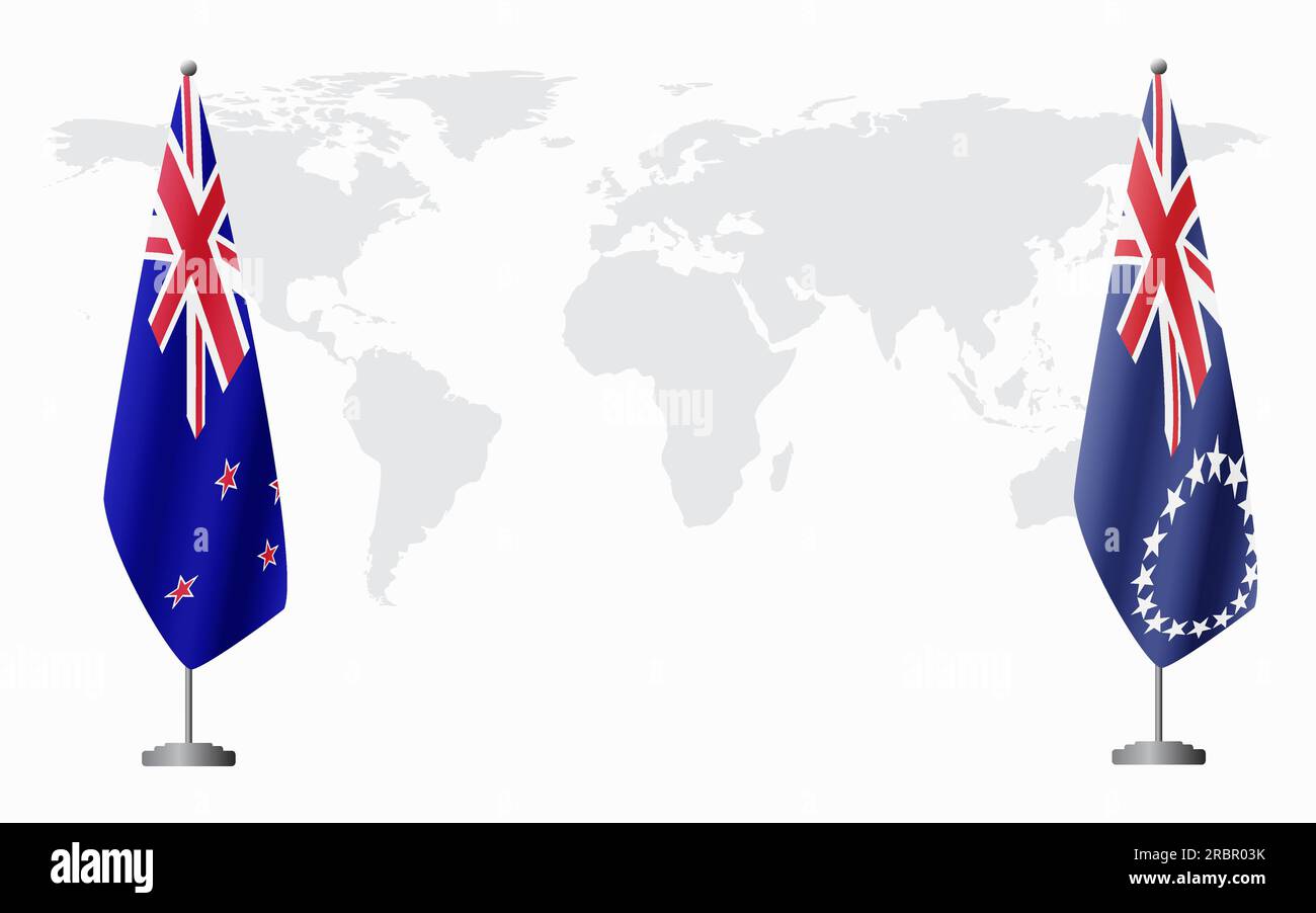 New Zealand and Cook Islands flags for official meeting against ...