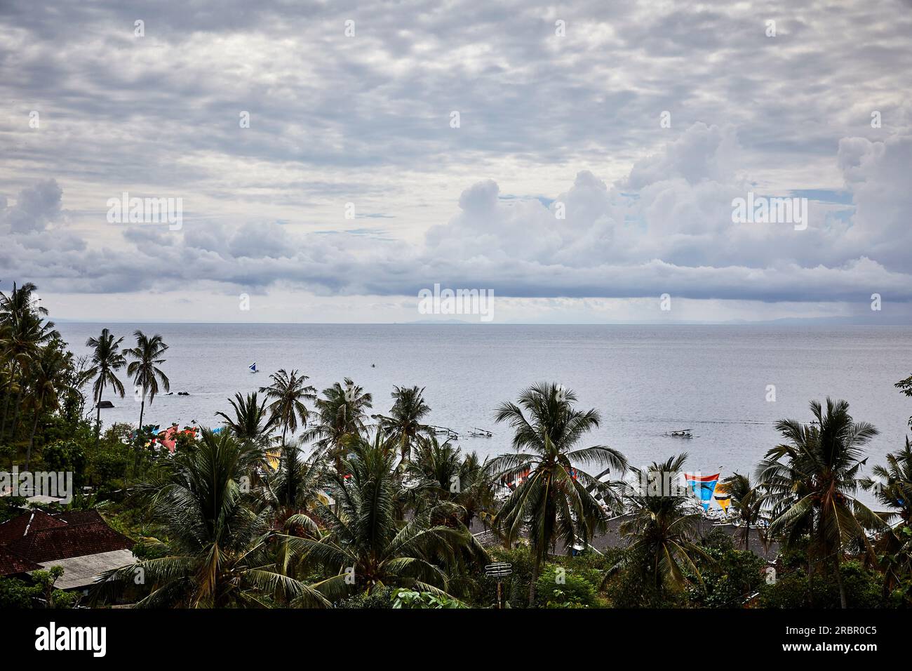 A view of Seraya beach, a fishing village in Karangasem Bali Indonesia ...