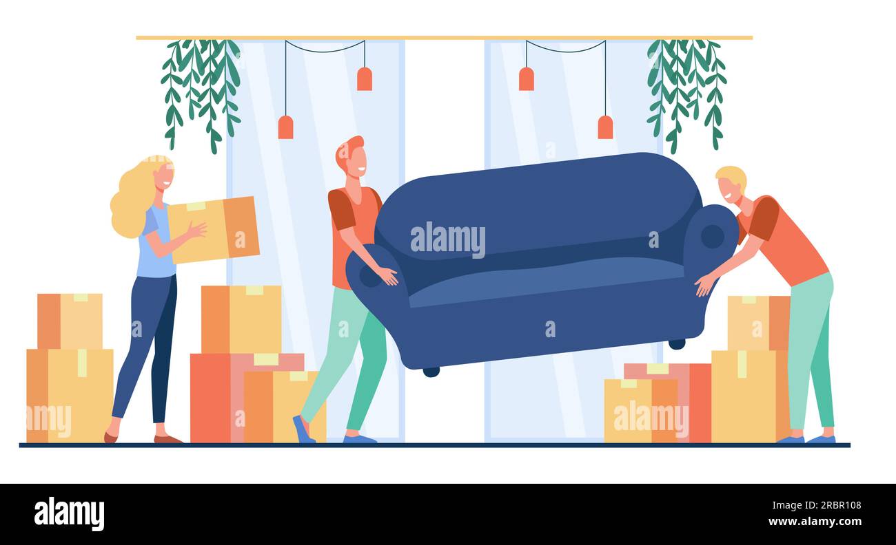 Happy people moving into new home Stock Vector Image & Art - Alamy