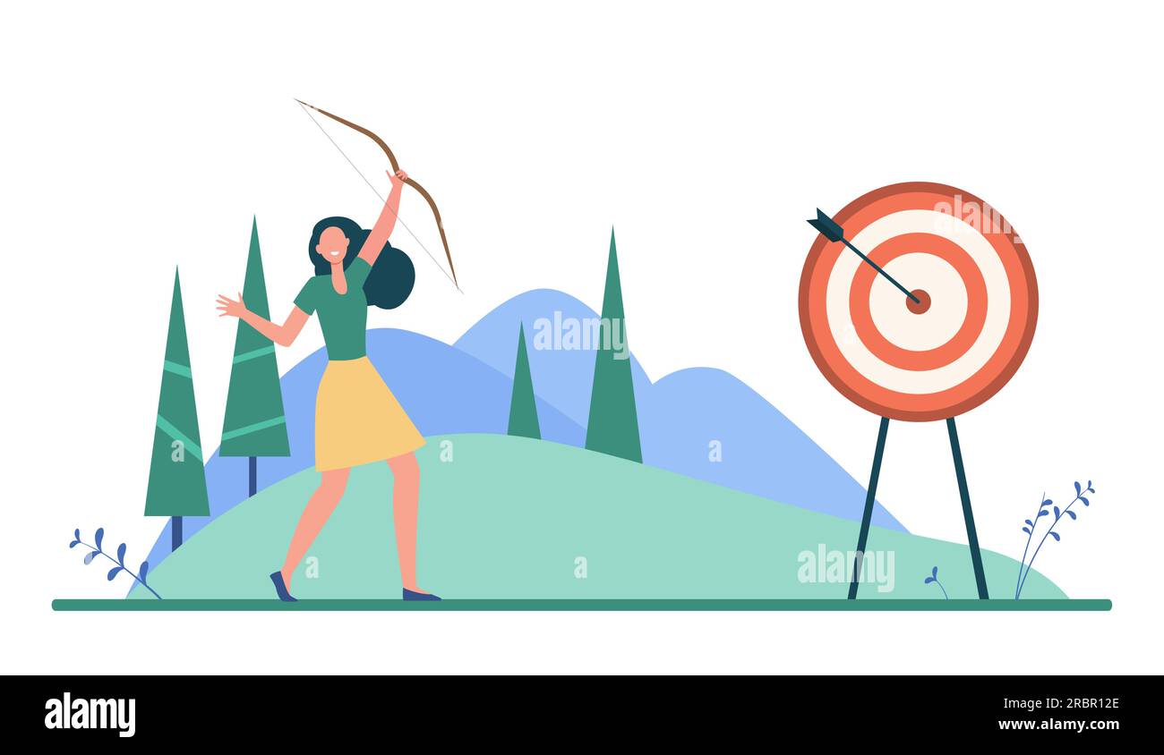 Happy woman reaching target or goal Stock Vector Image & Art - Alamy