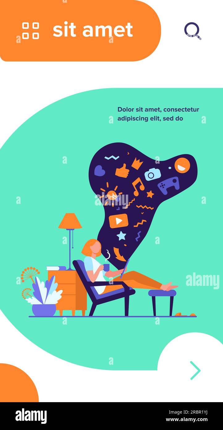 Woman working tablet home Stock Vector Images - Alamy