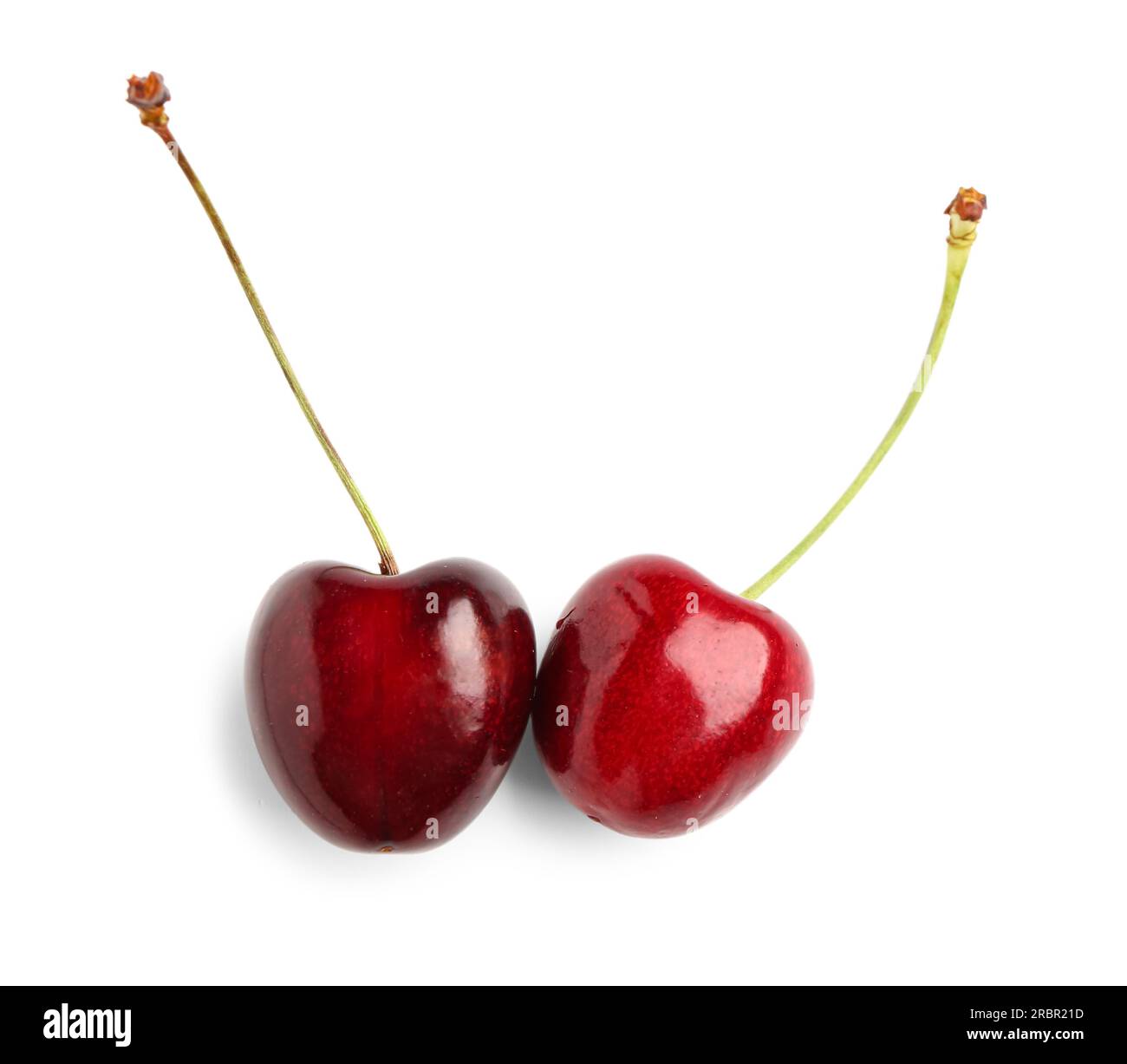 Red sweet cherries on white background Stock Photo - Alamy