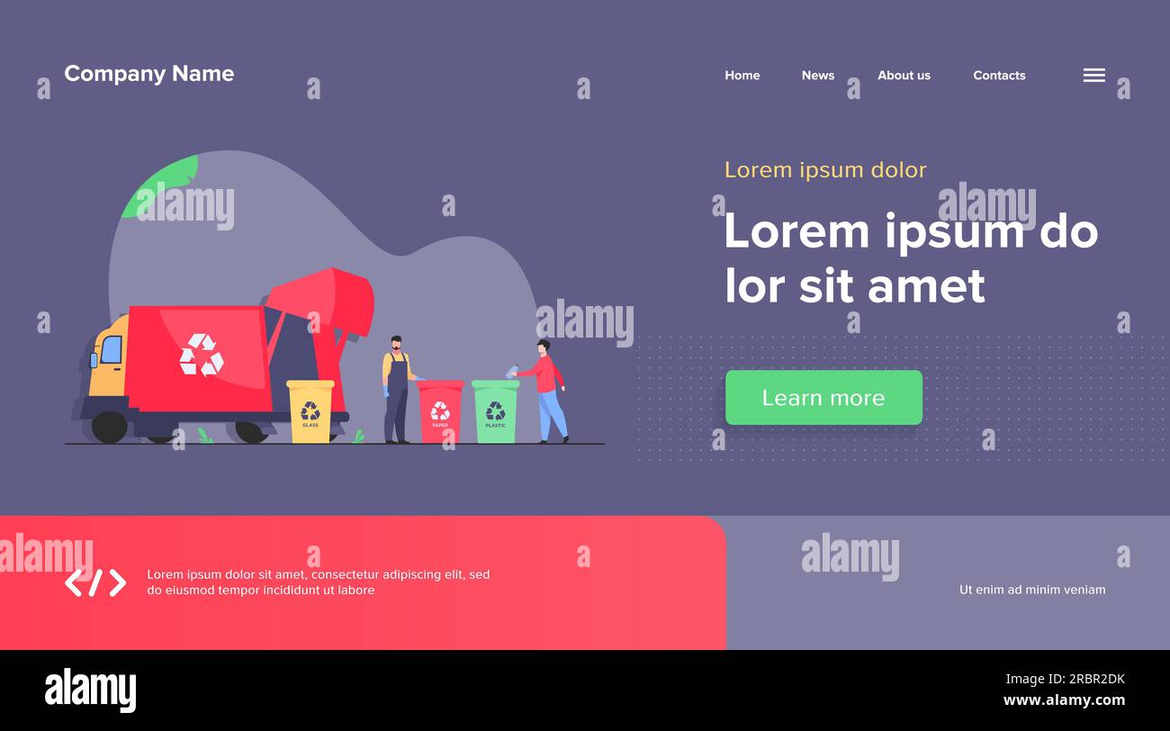 Garbage collector cleaning waste bin flat vector illustration Stock ...