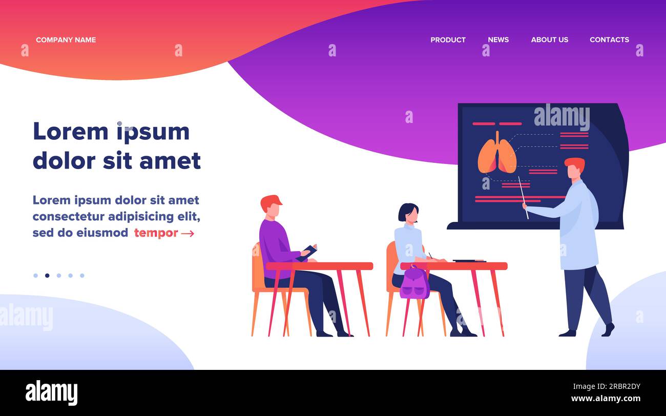 Medical professor presenting organ infographics to audience Stock ...