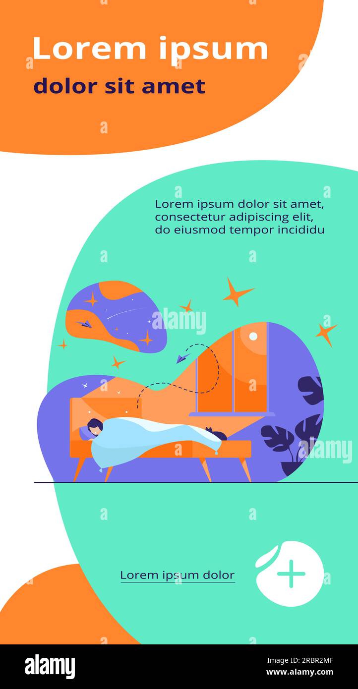 Cartoon Person Sleeping In Her Bedroom At Night Stock Vector Image