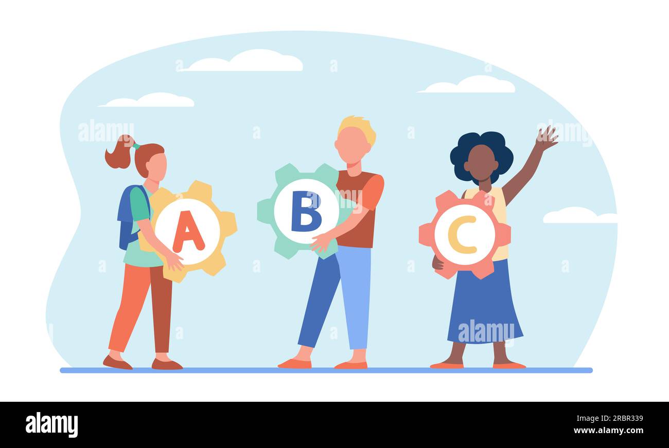 Children learning alphabet vector illustration Stock Vector Image & Art ...