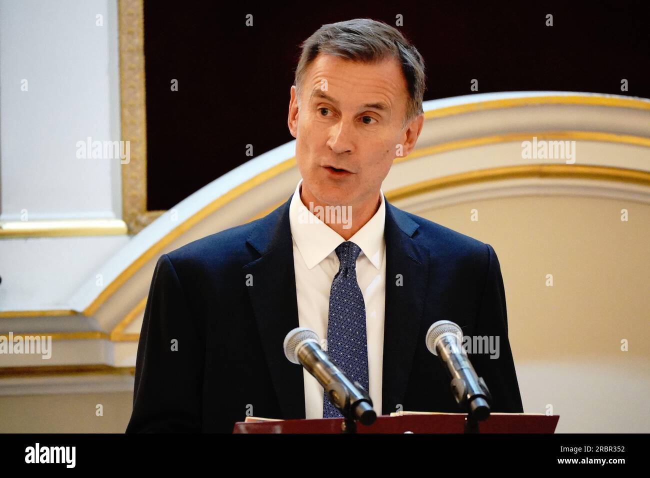 Chancellor of the Exchequer Jeremy Hunt speaking at the City of London ...