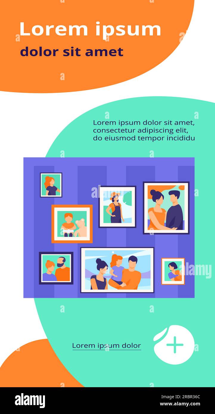 Family portrait pictures in frames on wall Stock Vector Image & Art - Alamy