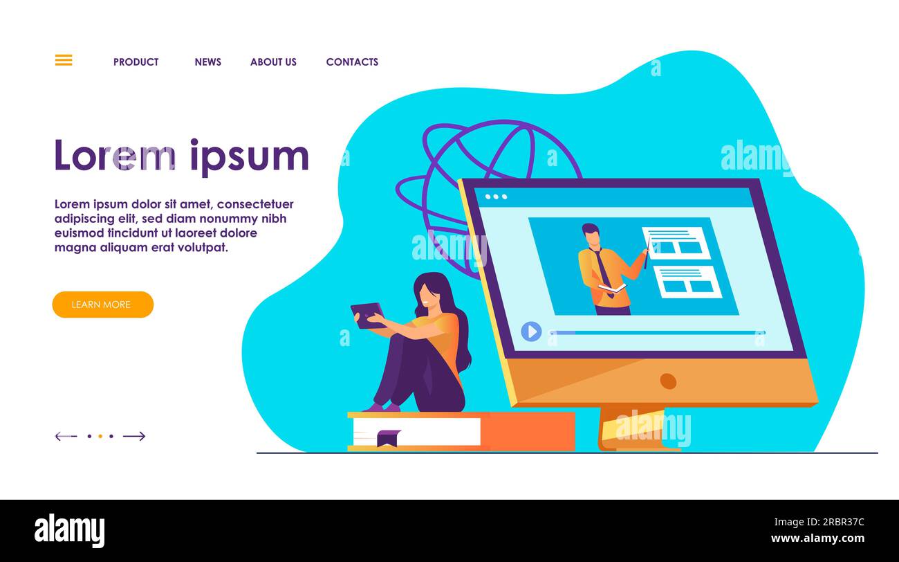 Girl watching online class Stock Vector Images - Alamy