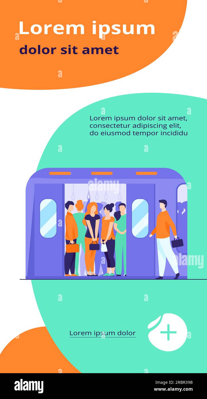 Crowd of commuters traveling by subway train Stock Vector Image & Art ...