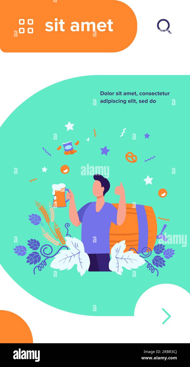 Young man drinking pint of beer Stock Vector Images - Alamy