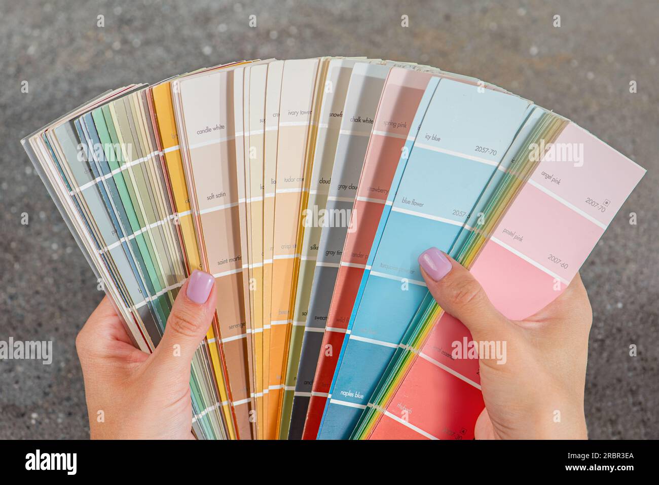 Color selection according to RAL. A woman designer chooses a shade from ...