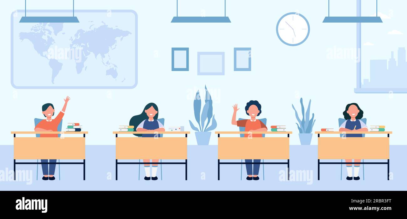 Happy pupils studying in classroom Stock Vector Image & Art - Alamy