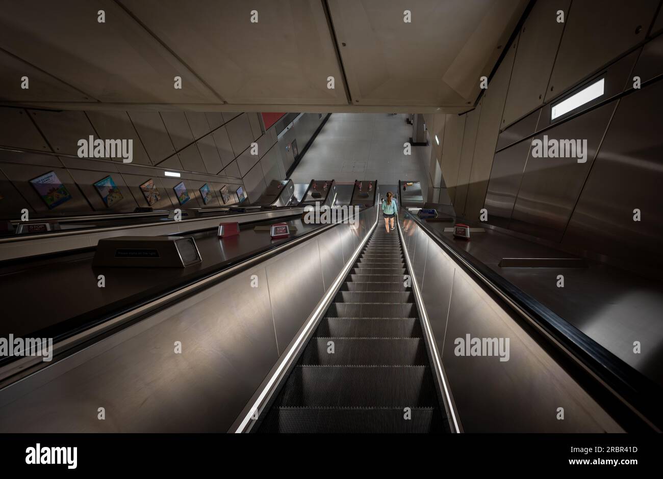 Battersea, London, UK: Escalator at Battersea Power Station underground ...