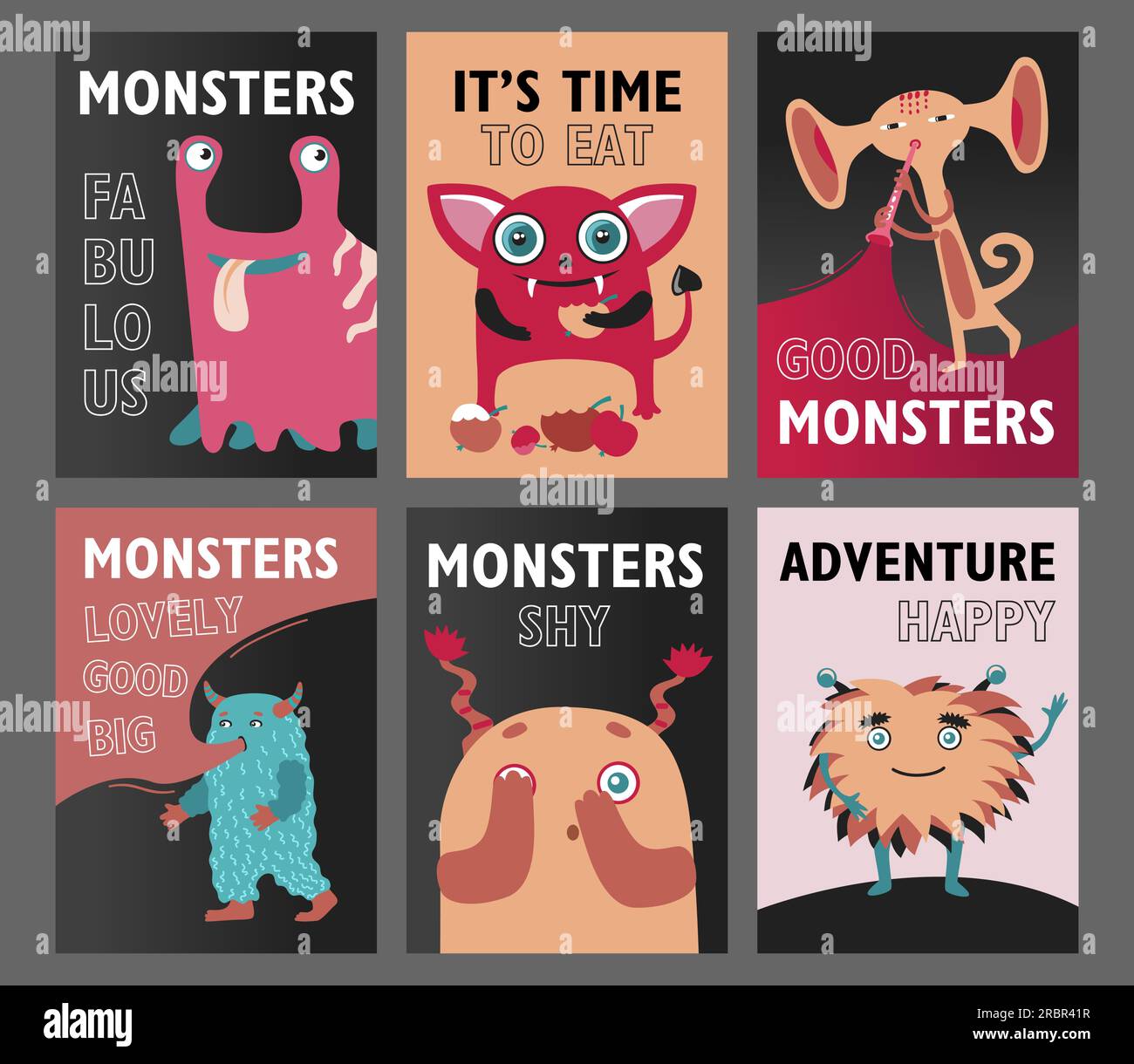 Monsters flyers set Stock Vector Image & Art - Alamy