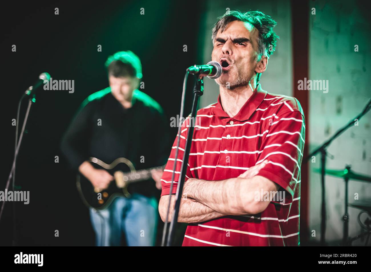 Singer artist performer close-up portrait during live performance on a ...