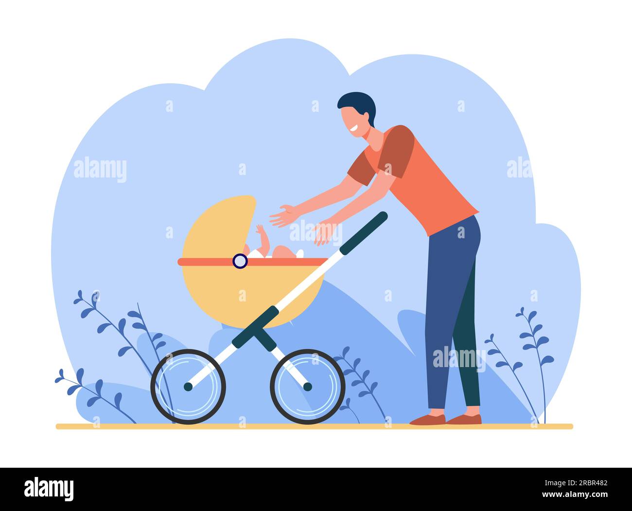 Happy new father walking with baby Stock Vector Image & Art - Alamy