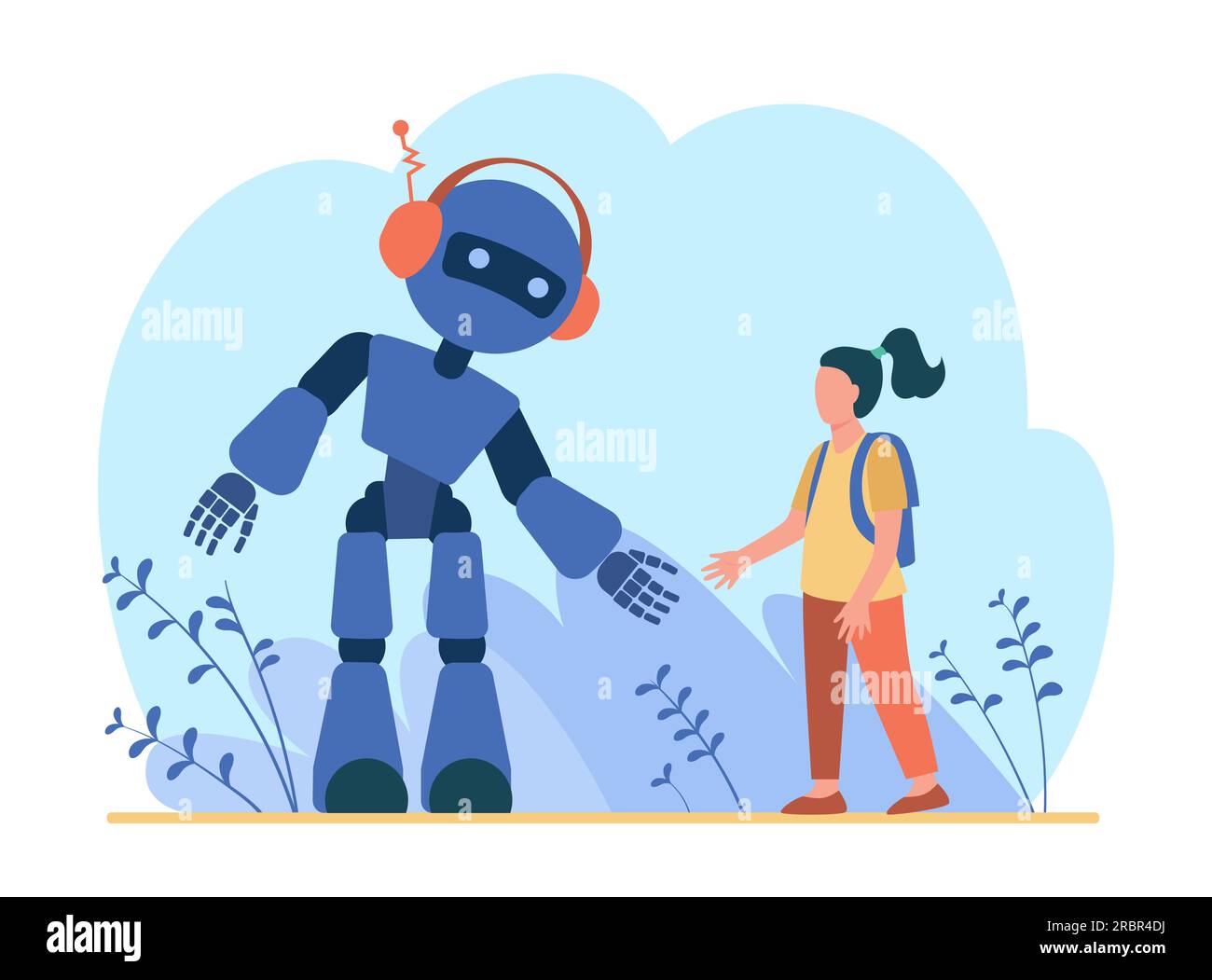 Girl talking to robot Stock Vector Image & Art - Alamy