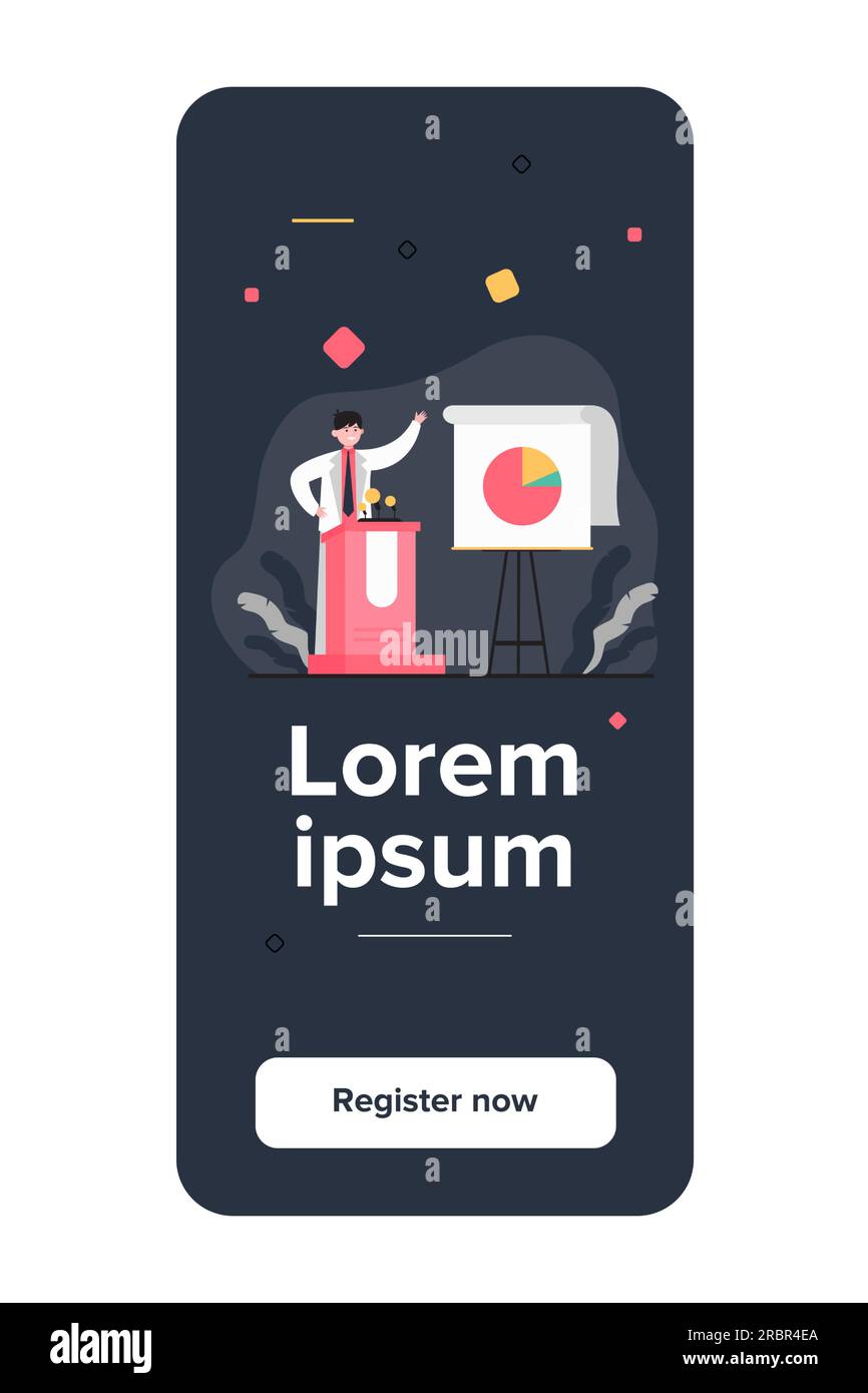 Happy speaker presenting report Stock Vector Image & Art - Alamy