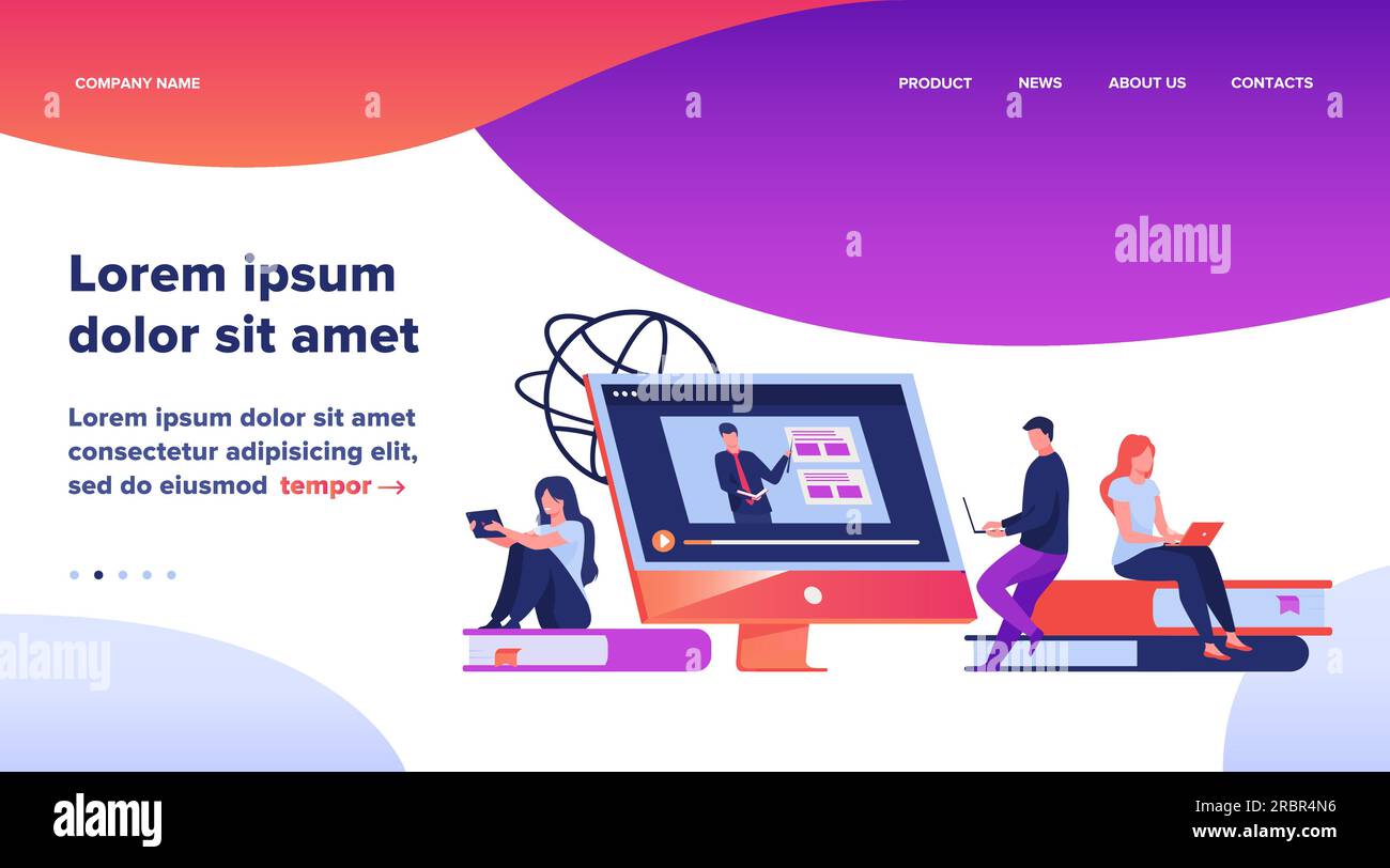 Girl watching online class Stock Vector Images - Alamy