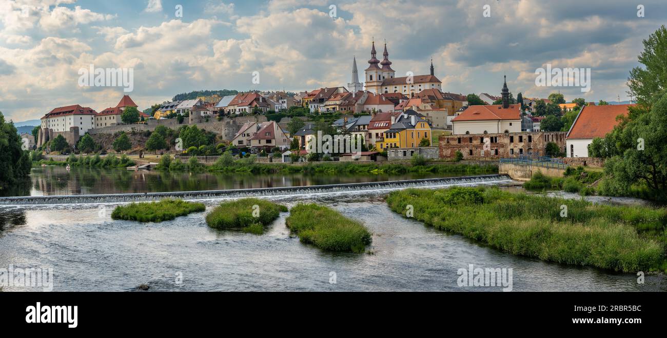 Panorama of Kadan, historical town on the Ohre river in Czech Republic ...