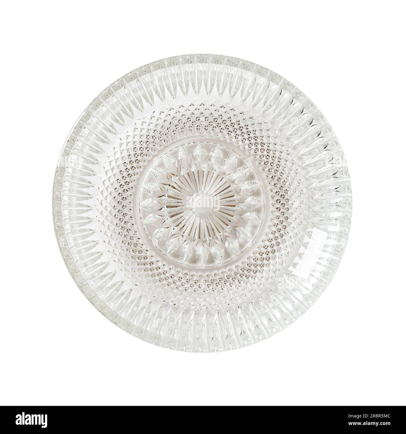 Empty cut glass dessert plate cutout. Beautiful vintage glass saucer ...