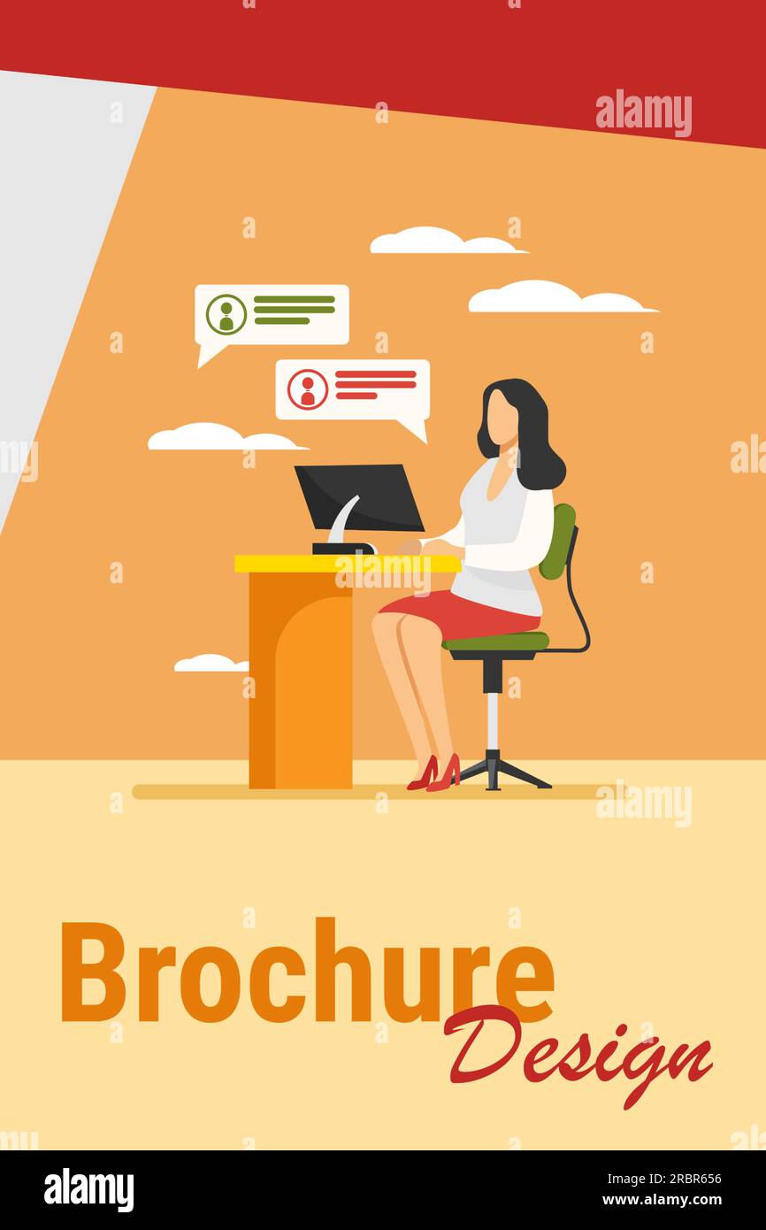 Woman working, typing and sending messages Stock Vector Image & Art - Alamy